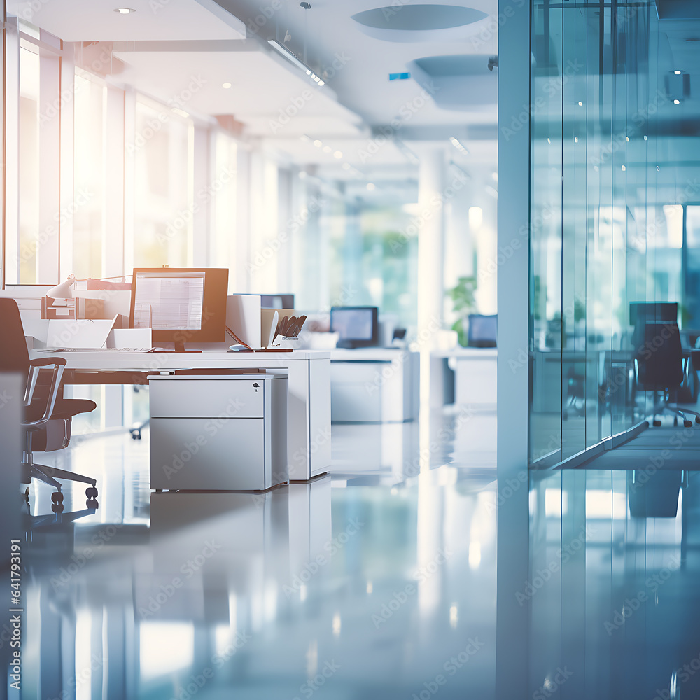 Beautiful blurred background of a light modern office interior with ...
