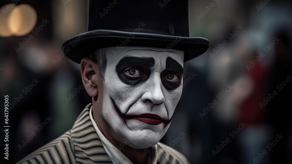 Portrait of a Male Mime with a Sad Face Crying. Sad Meme. Sad Clown ...