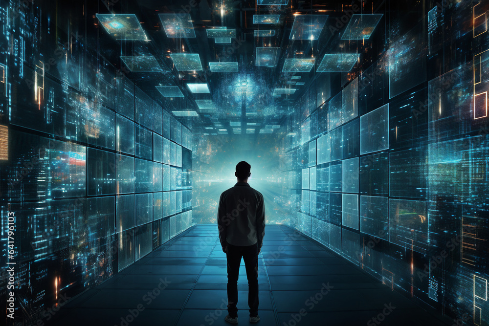 Generative ai collage photo of guy gamer using device gadget for ...