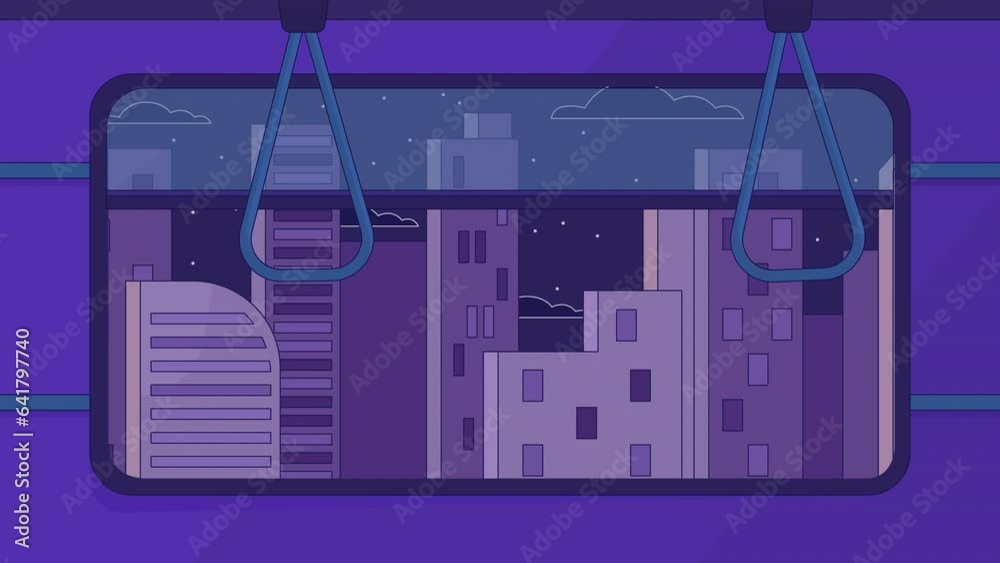 Inside subway train window line cartoon animation. 4K video motion ...