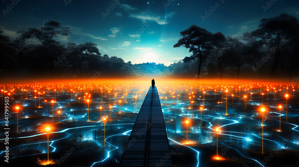 Luminous pathways symbolizing circuit journeys Stock Illustration | Adobe Stock