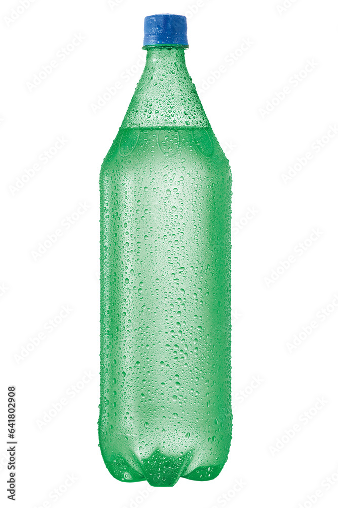 Poster Garrafa PET sem rótulo com gotas de água isolado em fundo ...