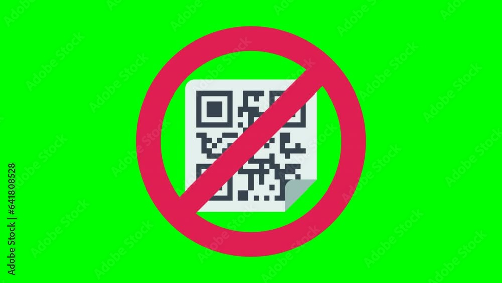 Animation of appearing and disappearing ban QR-code tags on blue ...