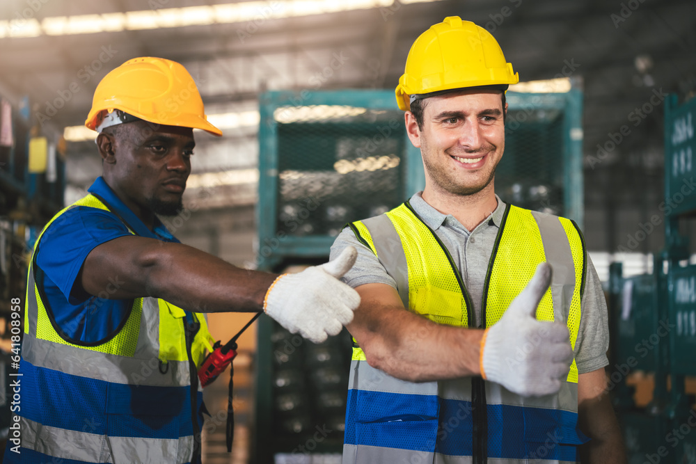 Group of Diverse Warehouse Workers Standing With Thumbs Up Showing ...