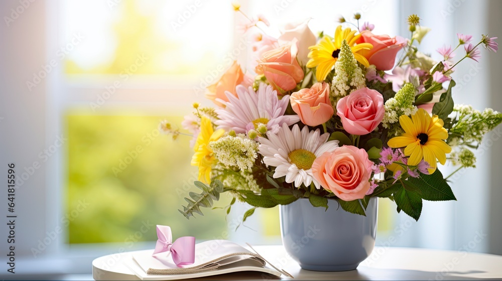 Get Well Soon Card with Flower Bouquet for Gute Besserung Wish and ...