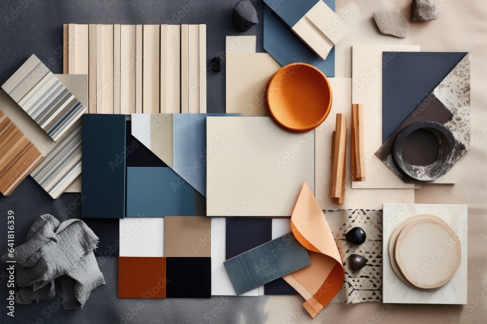 Elegant flat lay composition in grey and black color palette with ...