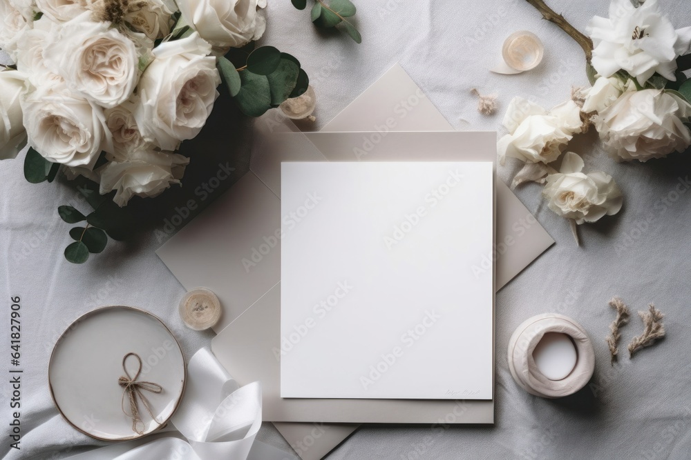 Moody wedding table mockup scene. Feminine desktop composition with ...