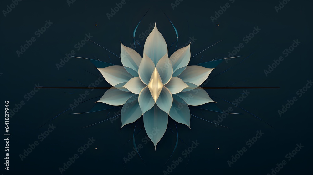 Abstract blue lotus flower on dark background. Luxury design template ...