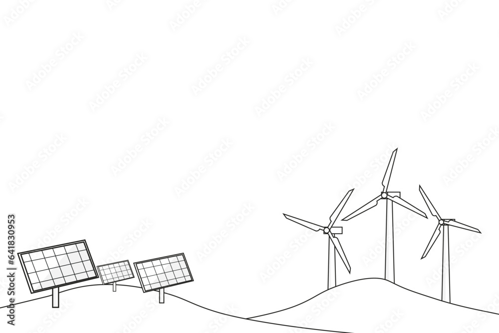 Eco Friendly and Green Energy Concept Design Elements. Wind Turbines ...