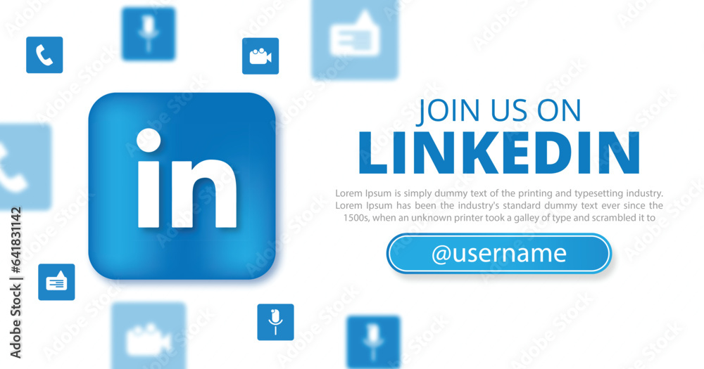 Join us on LinkedIn social media banner with a 3d round circle ...