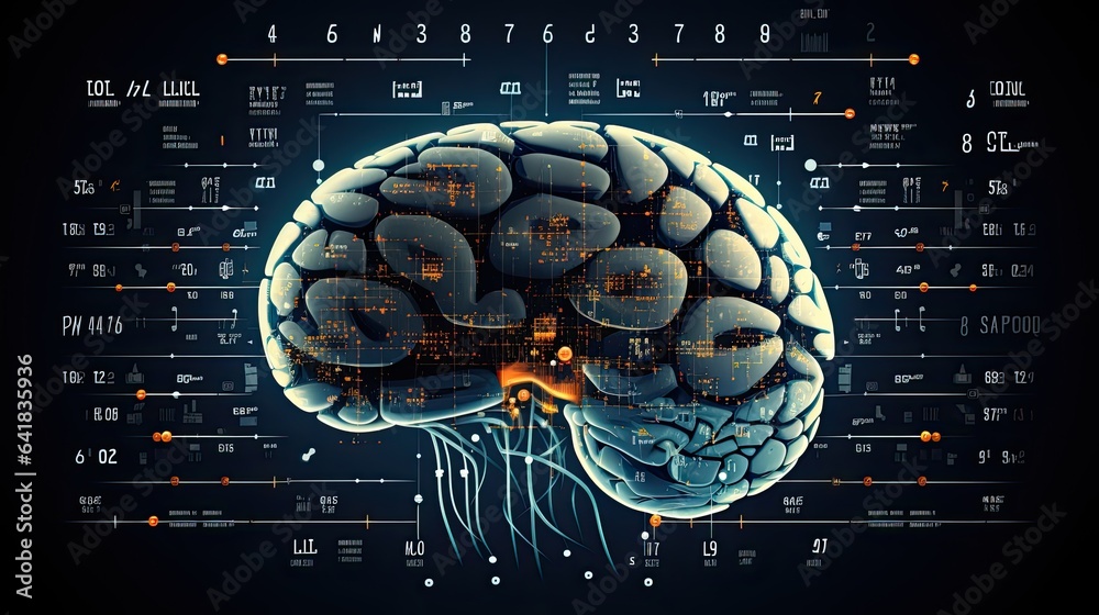 Human brain with mathematical graphs, concept of thinking and human ...