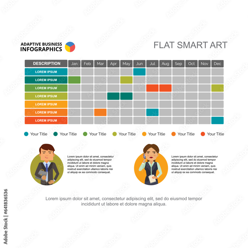 Business people with annual schedule vector illustration. Cartoon ...