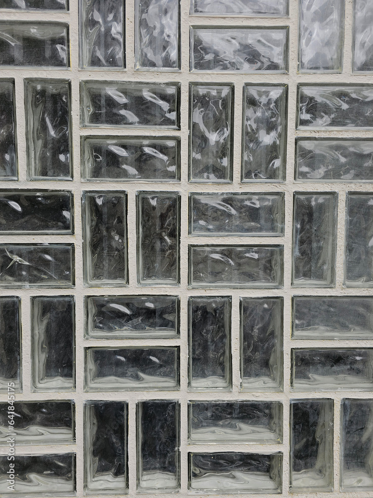 Partition wall made of glass cuboids, Vienna, Austria. Stock Photo ...