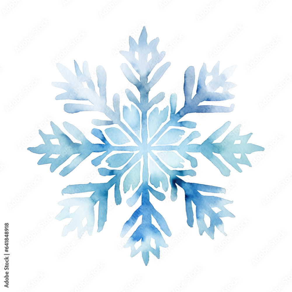 Snowflake watercolour illustration. clipart for design. elements ...