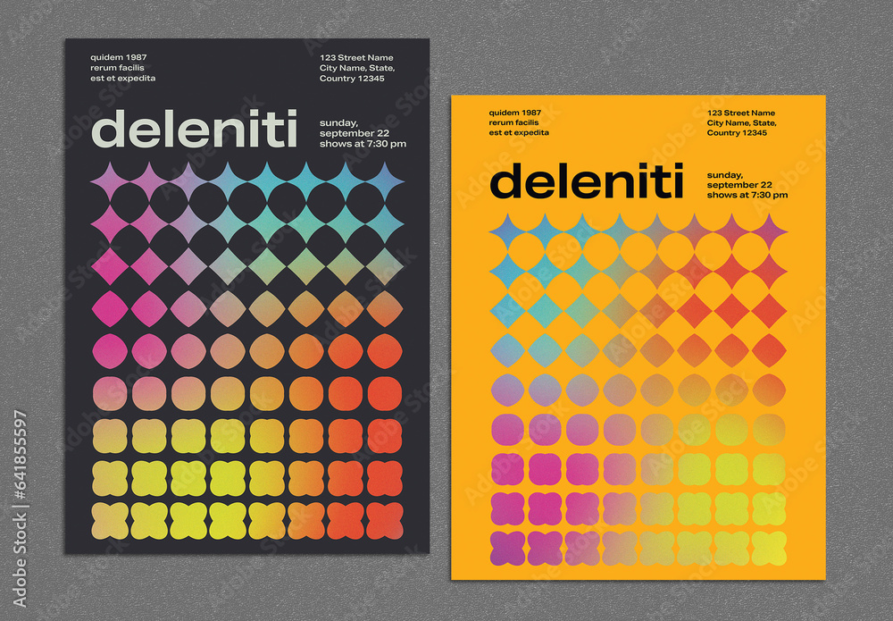 Vintage Poster Layout Design with Gradient Shape Patterns Stock ...