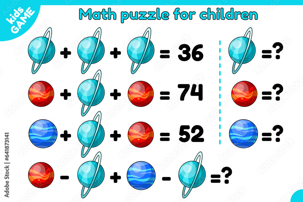 Math game for children. Educational puzzle for school kids. Counting ...