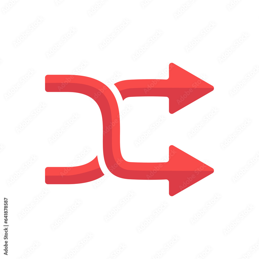 shuffle arrows design icon, simple 2 way mixed arrows, interface ...