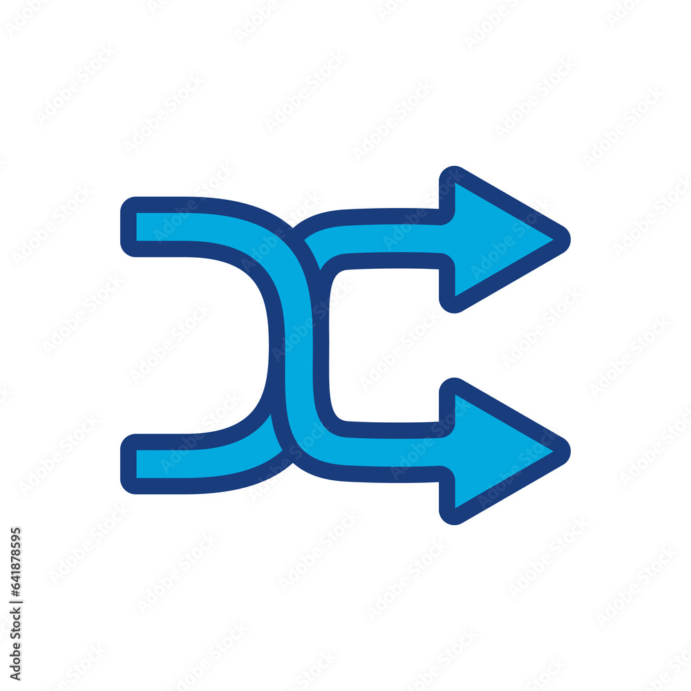 shuffle arrows design icon, simple 2 way mixed arrows, interface ...