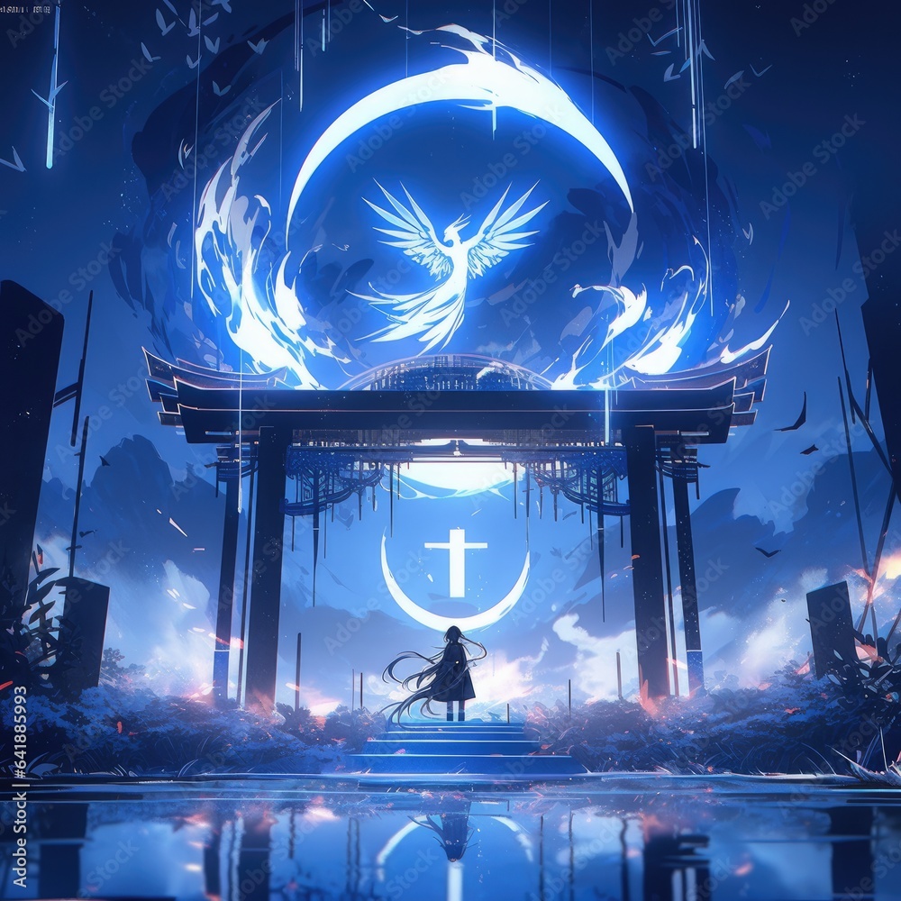 portal gate landscape anime futuristic illustration mystical fantasy ...