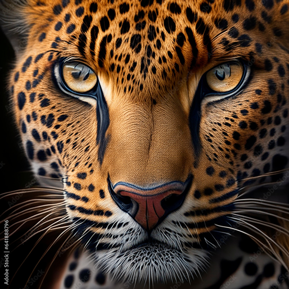 ilustración realista cara de leopardo, ilustración realista rostro de ...