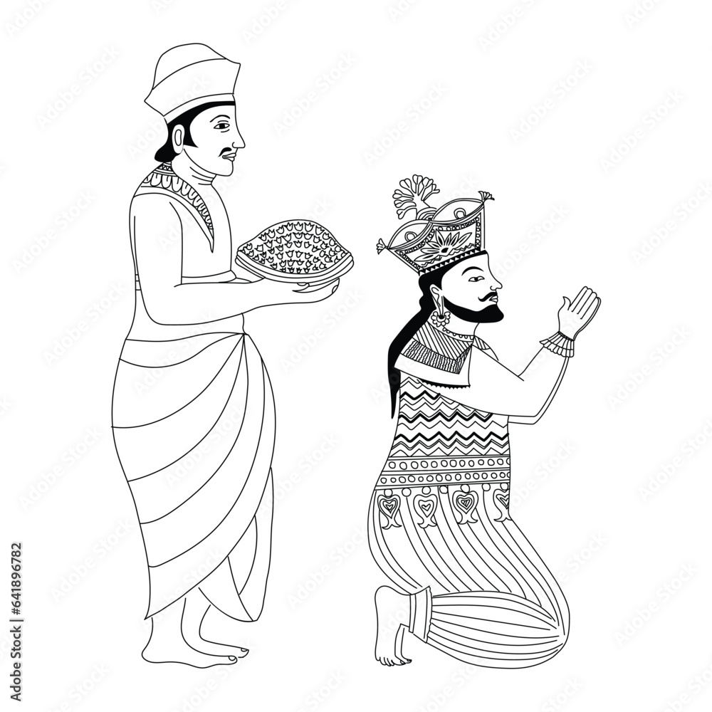 Sri Lankan Kandy Traditional Art, hand drawing, sketch art, line art ...