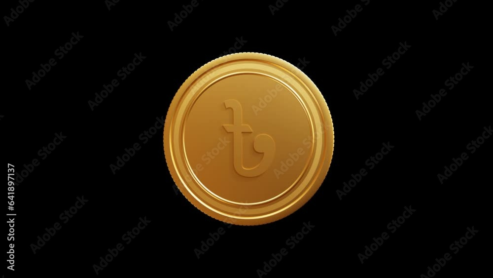 Bangladeshi Taka Gold Coin 3D on Transparent Background, Alpha Channel ...