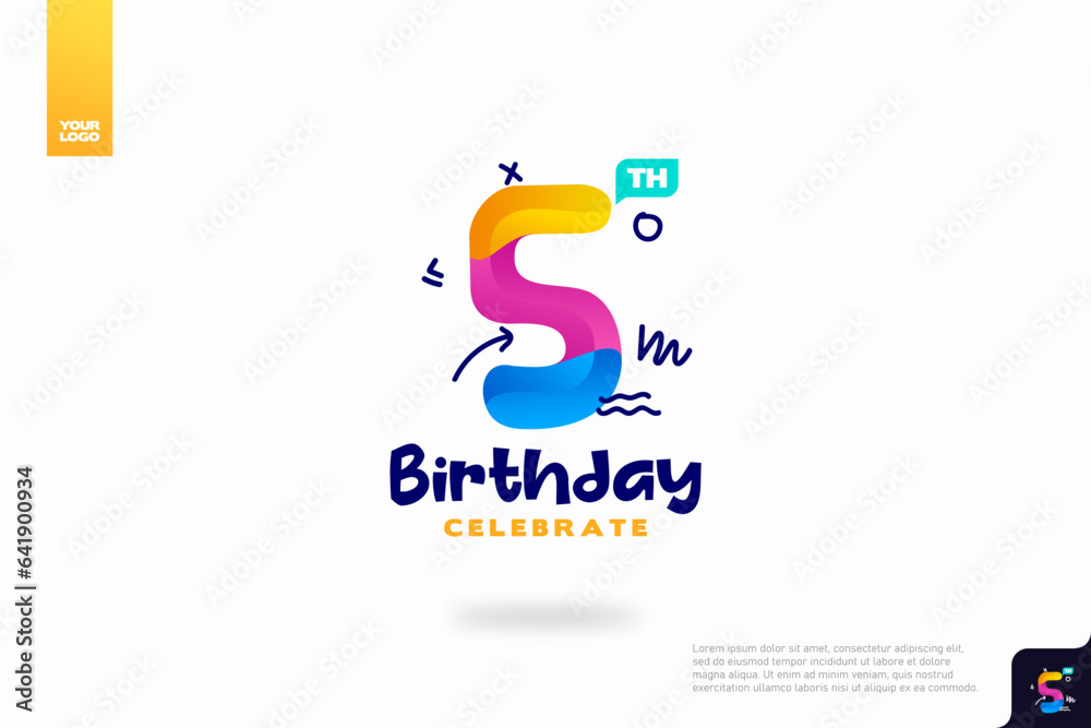 5th child birthday celebration party logo number. Stock Vector | Adobe ...