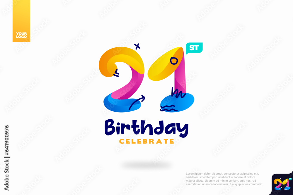 Number 21 logo icon design, 21st birthday logo number, anniversary 21 ...