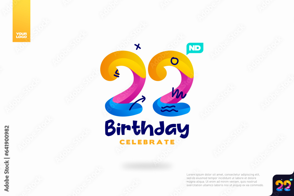 Number 22 logo icon design, 22nd birthday logo number, anniversary 22 ...