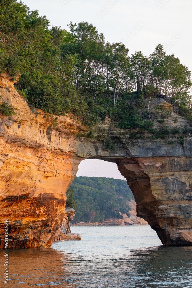 Natural arch along Pictured Rocks National Lakeshore in Michigan Stock ...