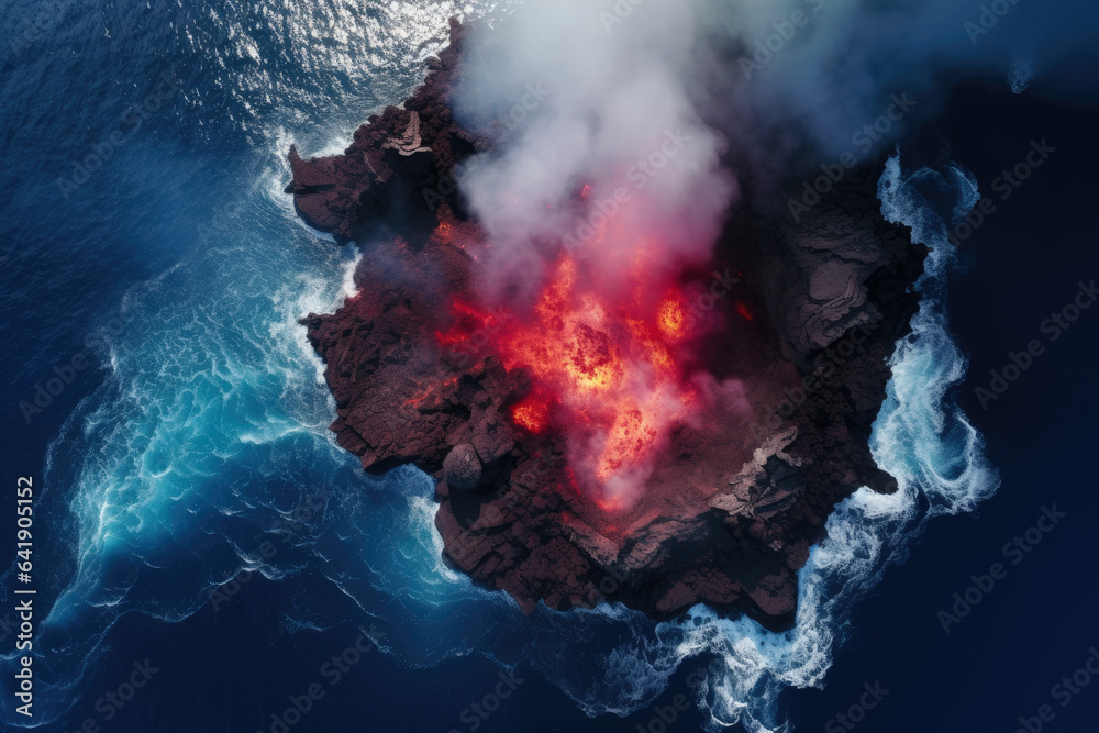 Foto de Sublime Underwater Volcano: Fiery Eruption, Vibrant Marine Life ...