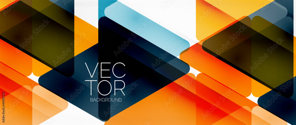 Abstract background. Color transparent triangles in mosaic style with ...