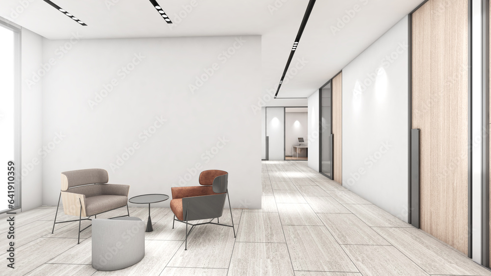 Office waiting areas and corridors in the building, office space,3d ...