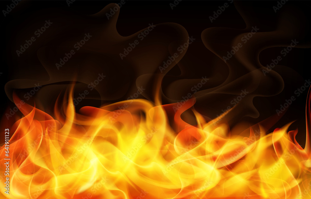Dangerous Fire Blazes. Fire blazes on the dark background. Stock Vector ...