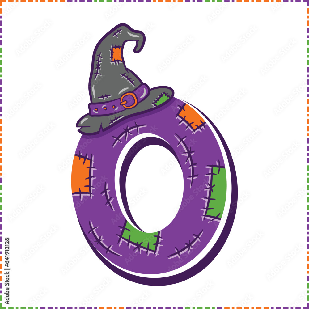 Halloween English Alphabet letter O witch theme drawing Stock Vector ...