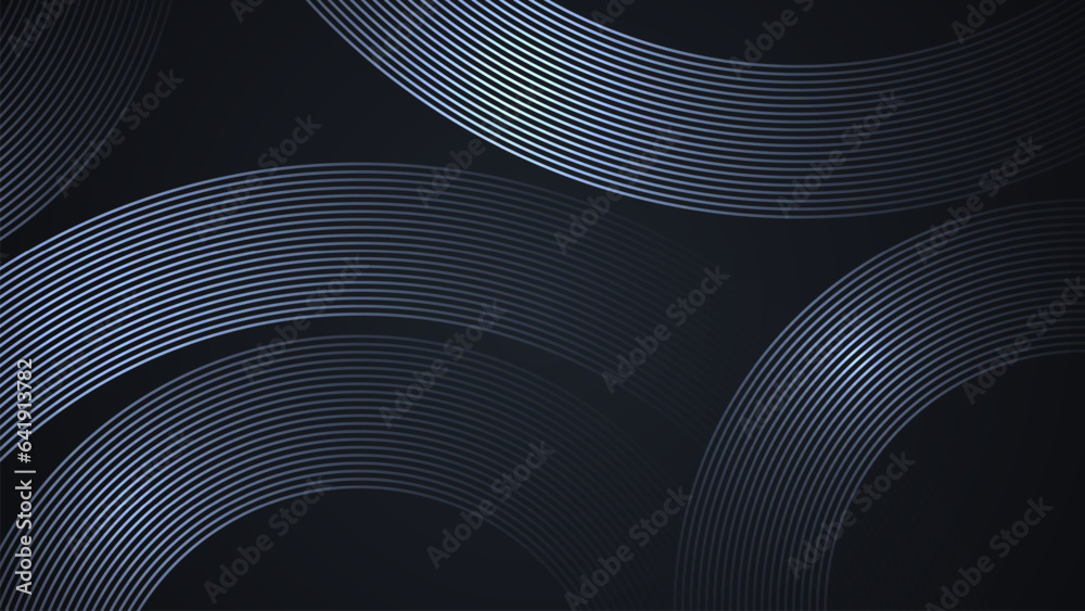 Black simple abstract background with lines in a curved style geometric ...