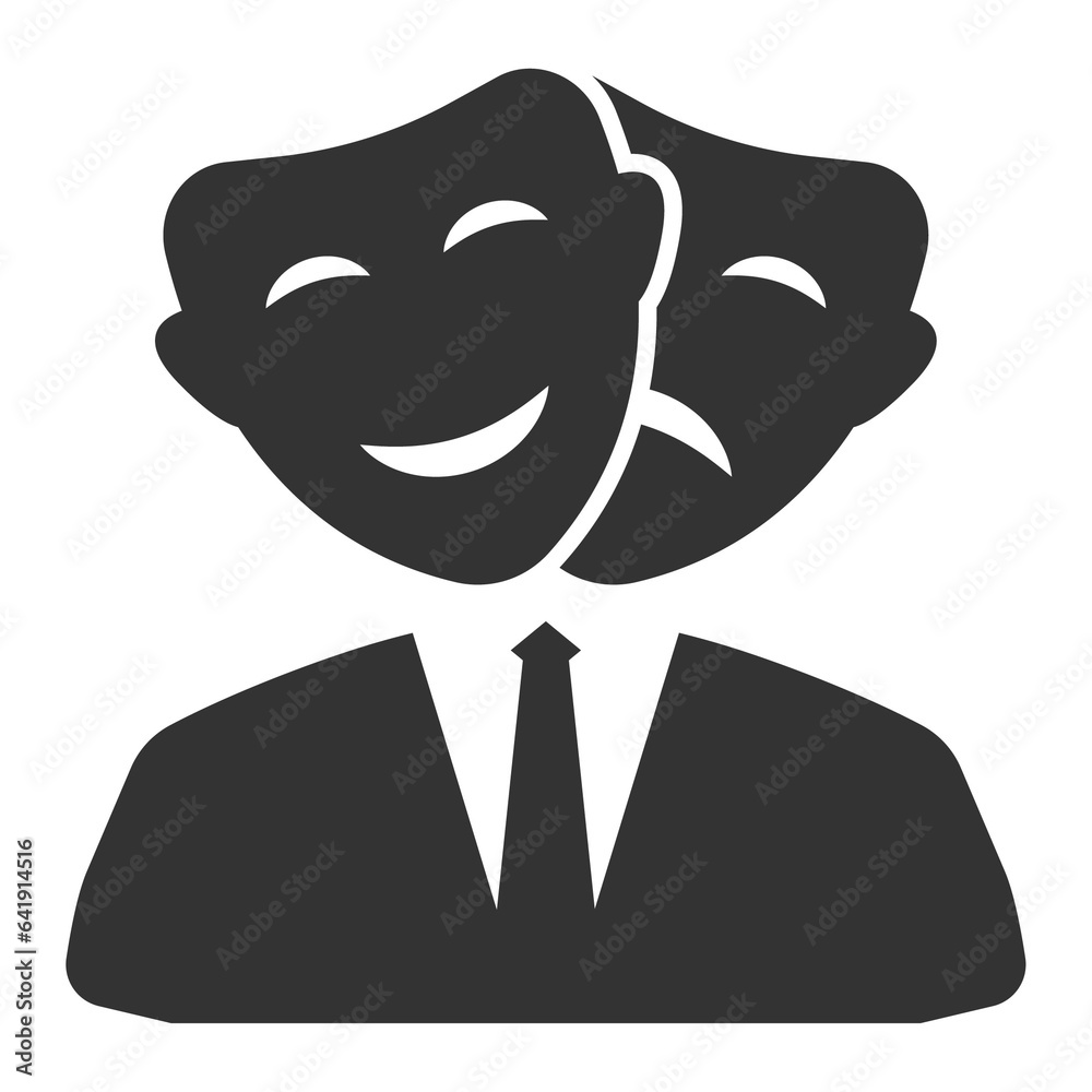 Vector illustration of two-faced employee icon in dark color and ...