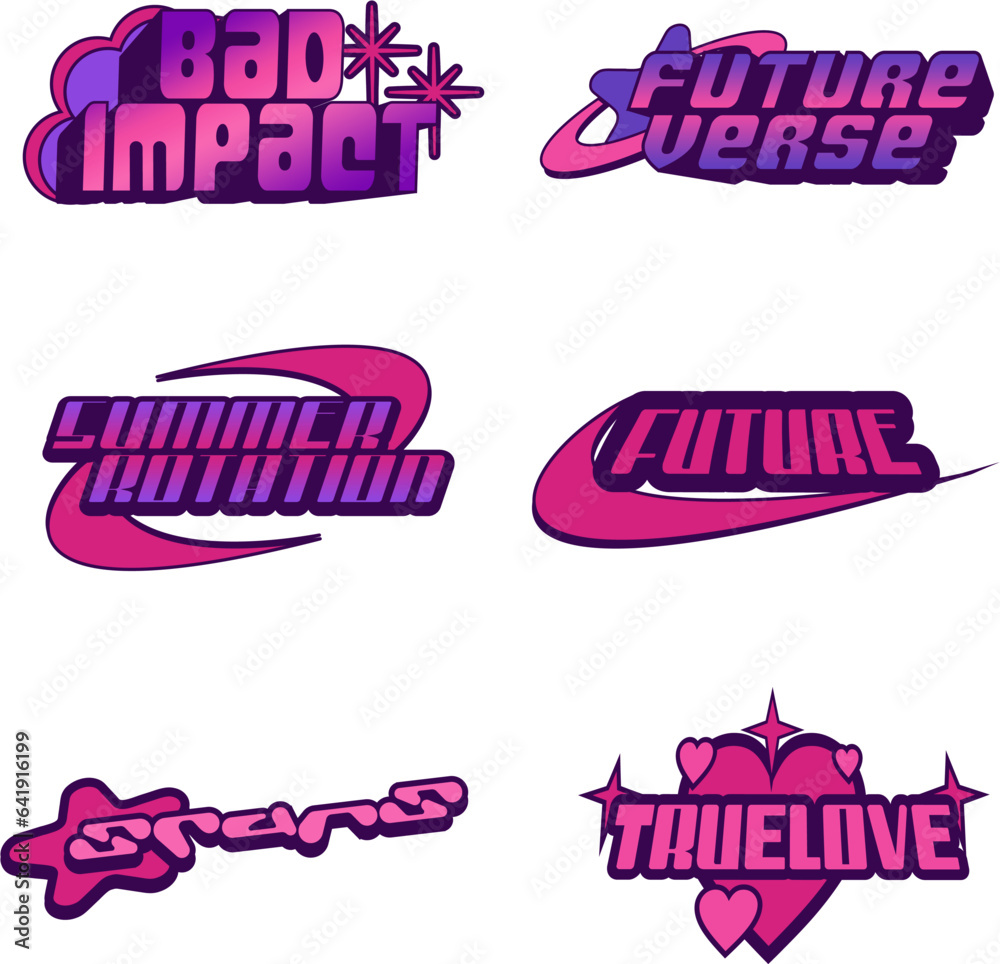 Y2K Logo Graphic Assets frame Design, Lettering design. Big collection ...