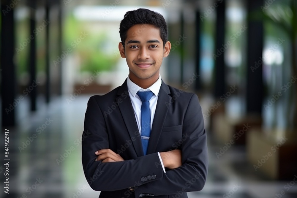 Generative AI : Close-up photo. Portrait of a young Indian student ...