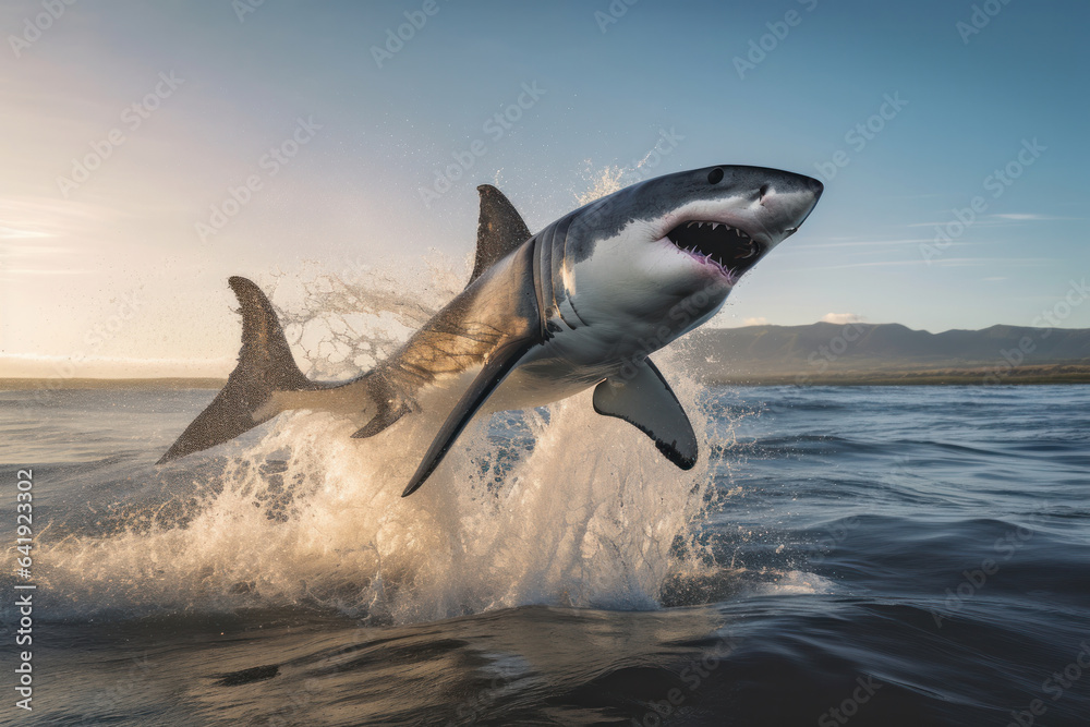 A great white shark jumping out of the water creates a powerful image ...
