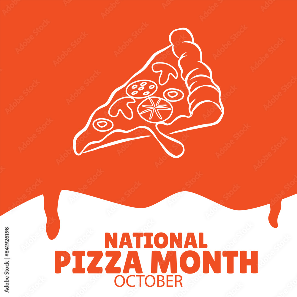 Pizza illustration with line art style with orange background, to ...
