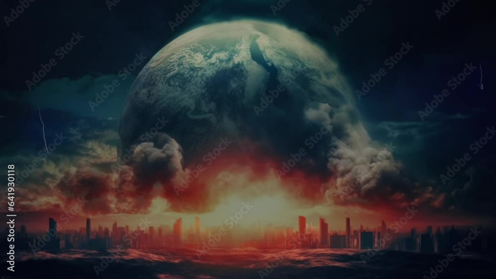 Planet earth in global destruction of climate change background Stock ...