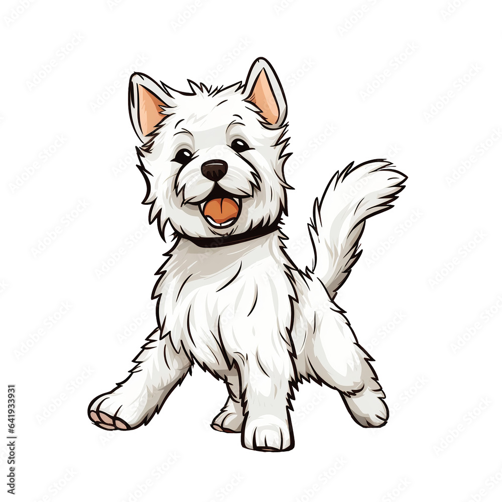 Westie highland cartoon illustration, isolated on white or transparent ...