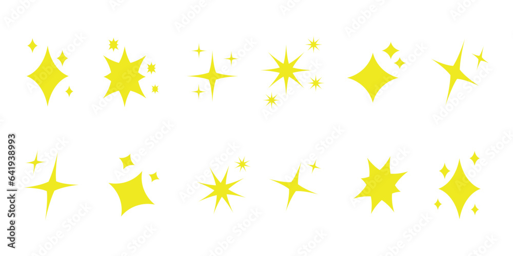 yellow sparkling star icon collection Stock Vector | Adobe Stock