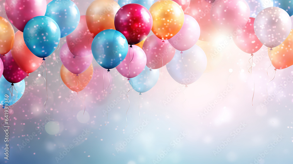 Colorful birthday background with balloons, Bright color. Generative Ai ...