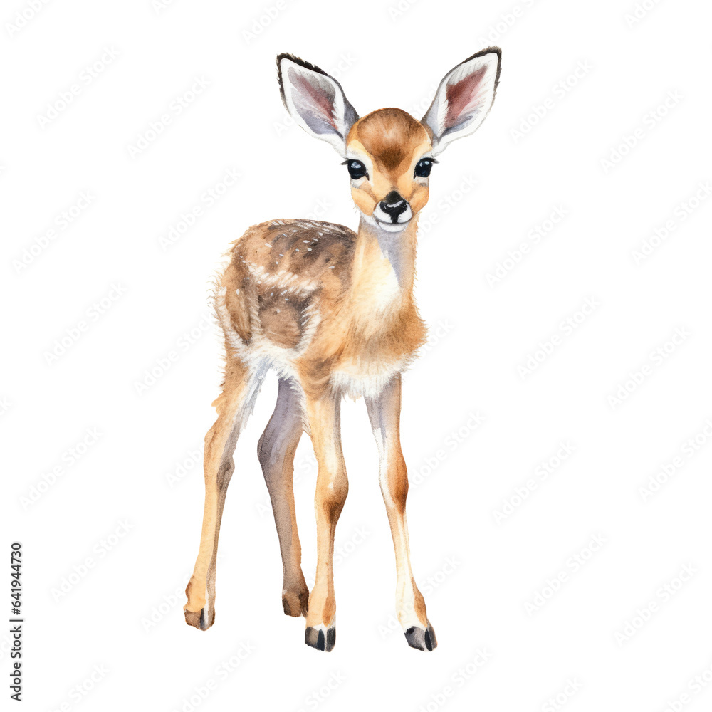 Baby antelope watercolor clipart on transparent background. Generative ...