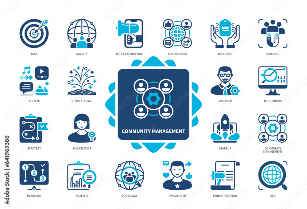 Community Management icon set. Social Media, Influencer, Public ...