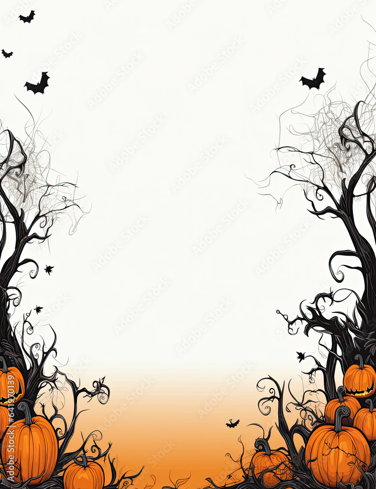 orange and black halloween border frame on plain white background Stock ...