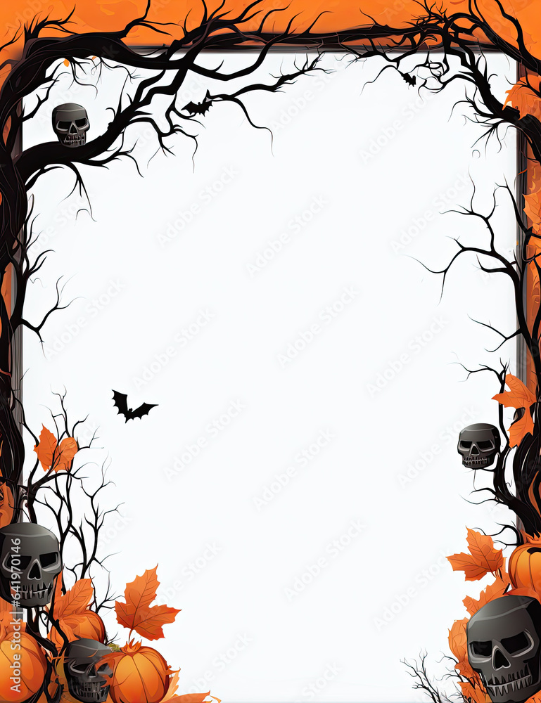orange and black halloween border frame on plain white background Stock ...