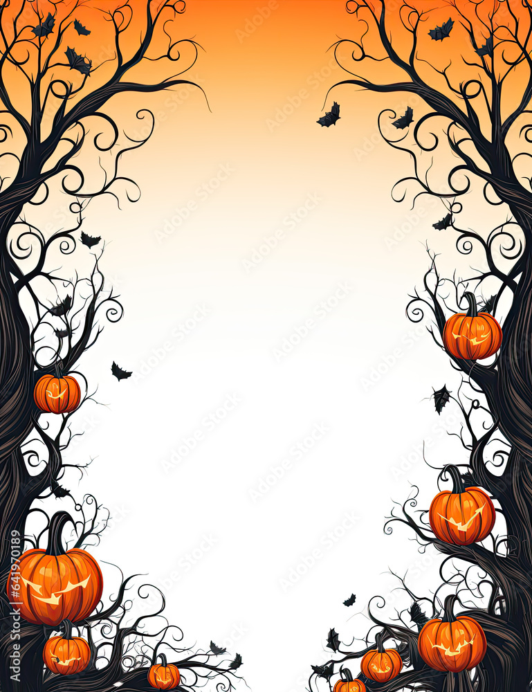 orange and black halloween border frame on plain white background Stock ...